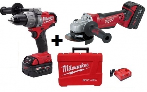 Kit Taladro Atornillador Con Percu.+ Amoladora 18v Litio Milwaukee ...